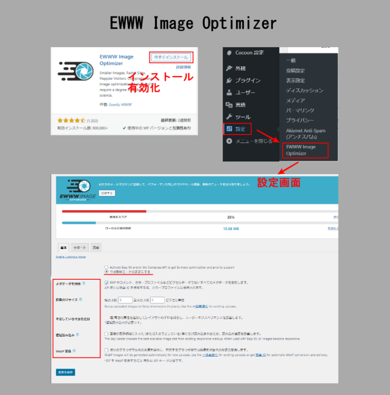 【2024最新】EWWW Image Optimizerの設定とWebPへの変換方法